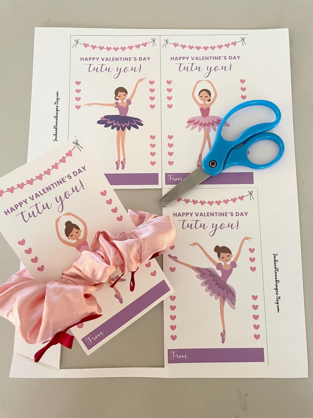 Ballerina Valentine, Scrunchie Valentines, Printable Ballet Valentines ...