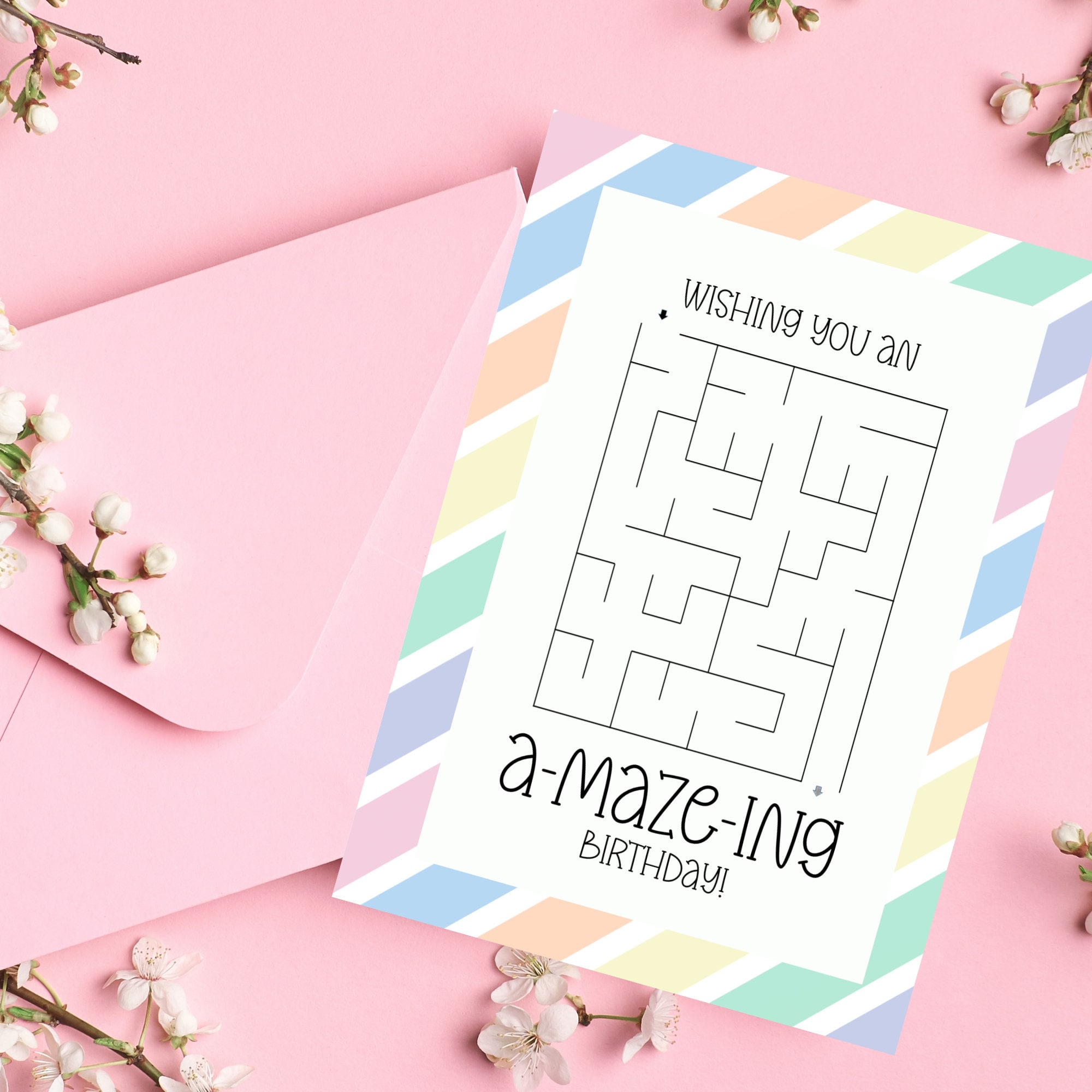 Printable Maze Birthday Card Mazes for Kids Birthday Card for - Etsy