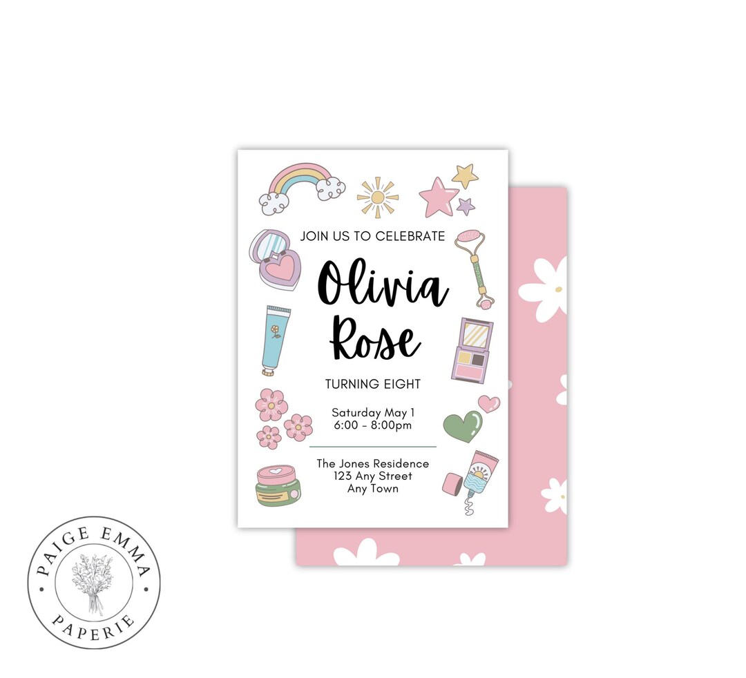 Spa Birthday Invitation, Self Care Theme, Editable Digital Invite ...