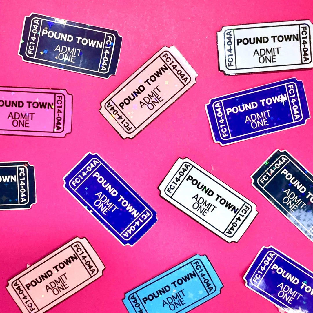 Pound Town Ticket Sticker, Holographic Vinyl Decal, Adult Humour Gift ...
