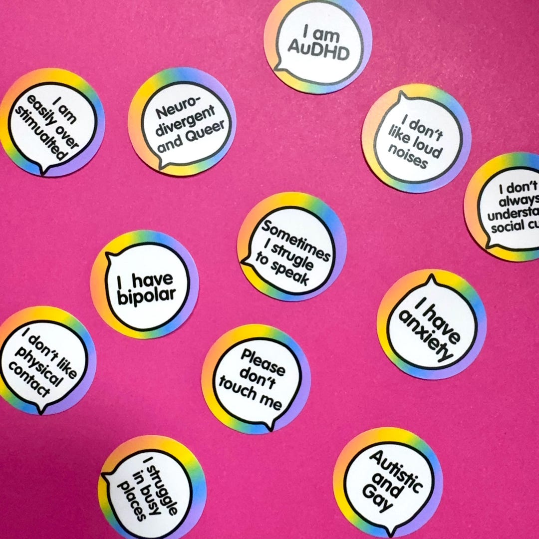 Neurodiversity Awareness Stickers, Autism ADHD Labels, Rainbow ...