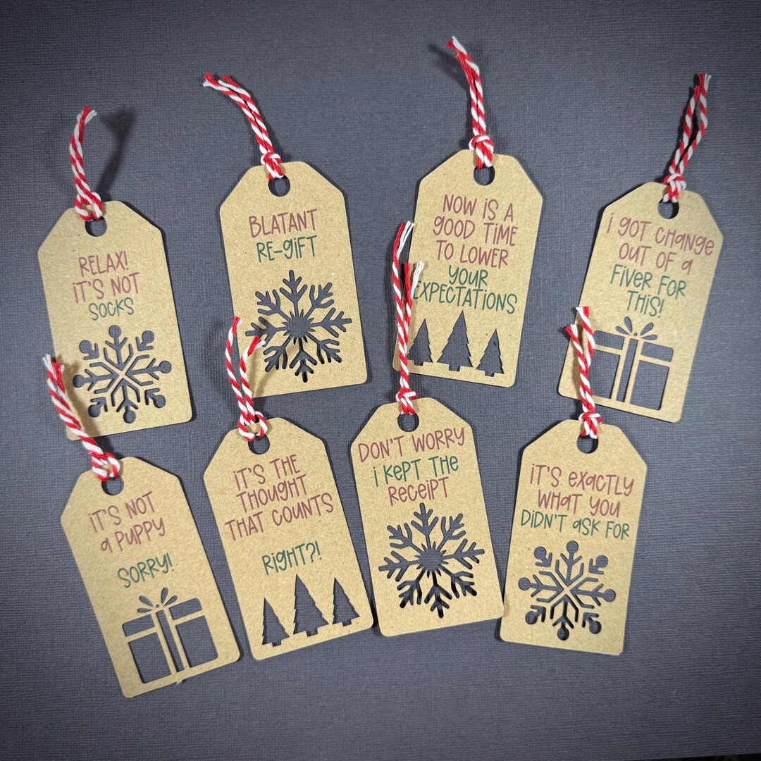 Rude Christmas Gift Tags, Funny Kraft Tags Set of 8, Secret Santa ...