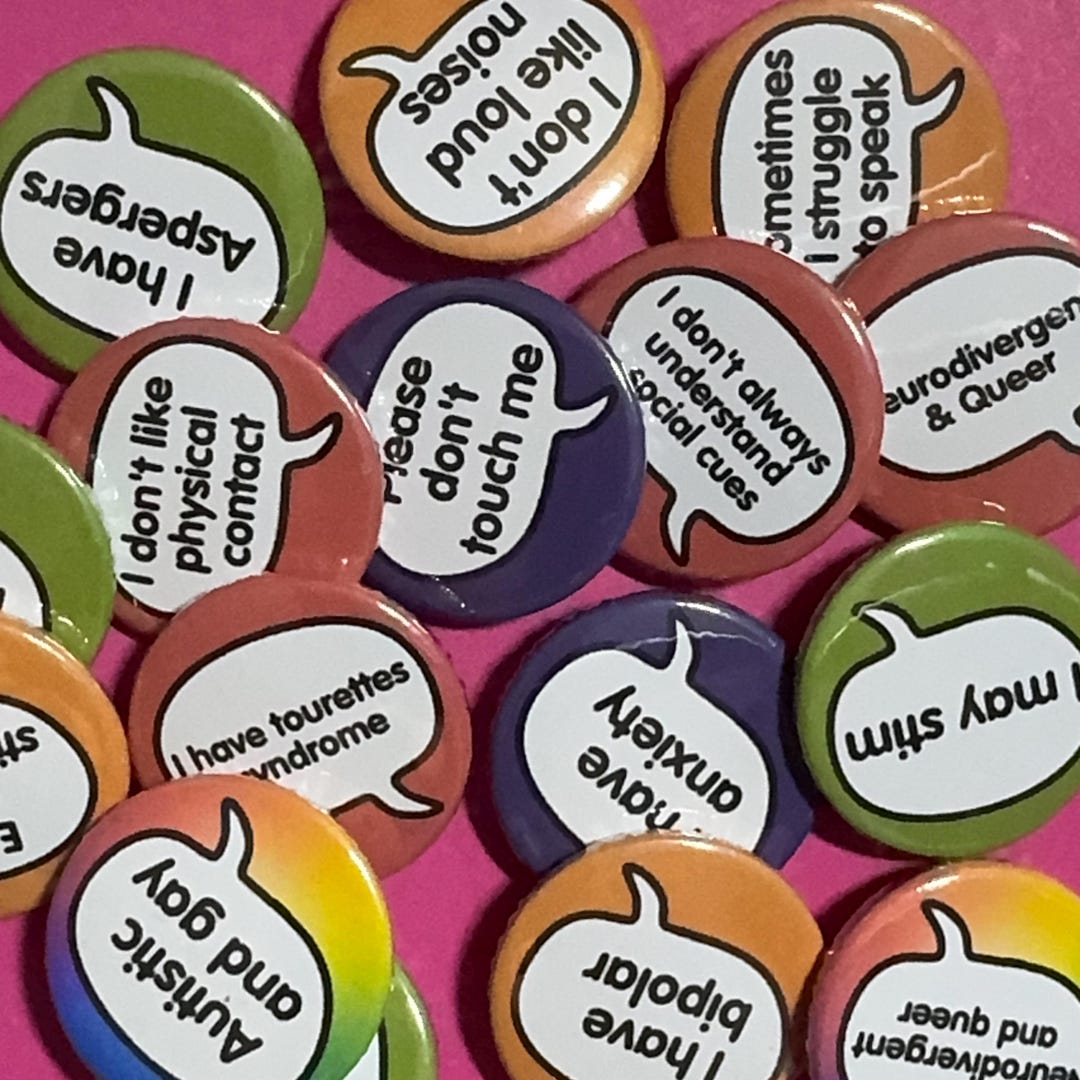 Autism ADHD Anxiety Badge, Neurodiversity Pin, Hidden Disability 25mm ...