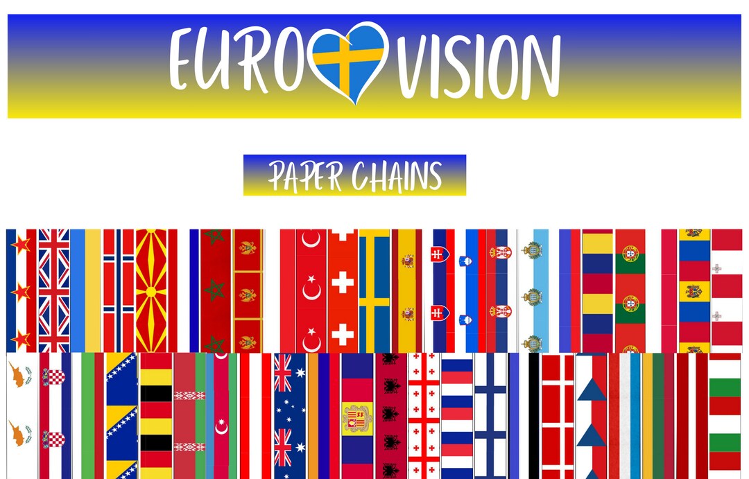 Eurovision 2024 Paper Chains 37 Country Flags Decorations Song Contest ...