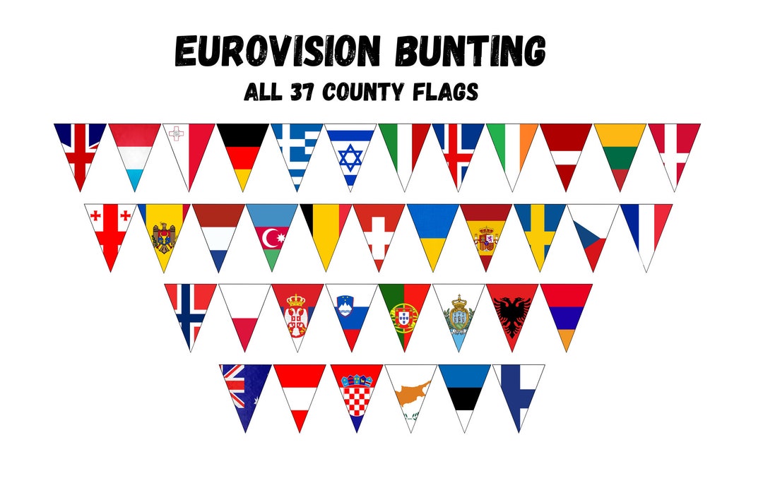 Eurovision 2024 Party Bunting All 37 Country Flags Saturday 11th May ...