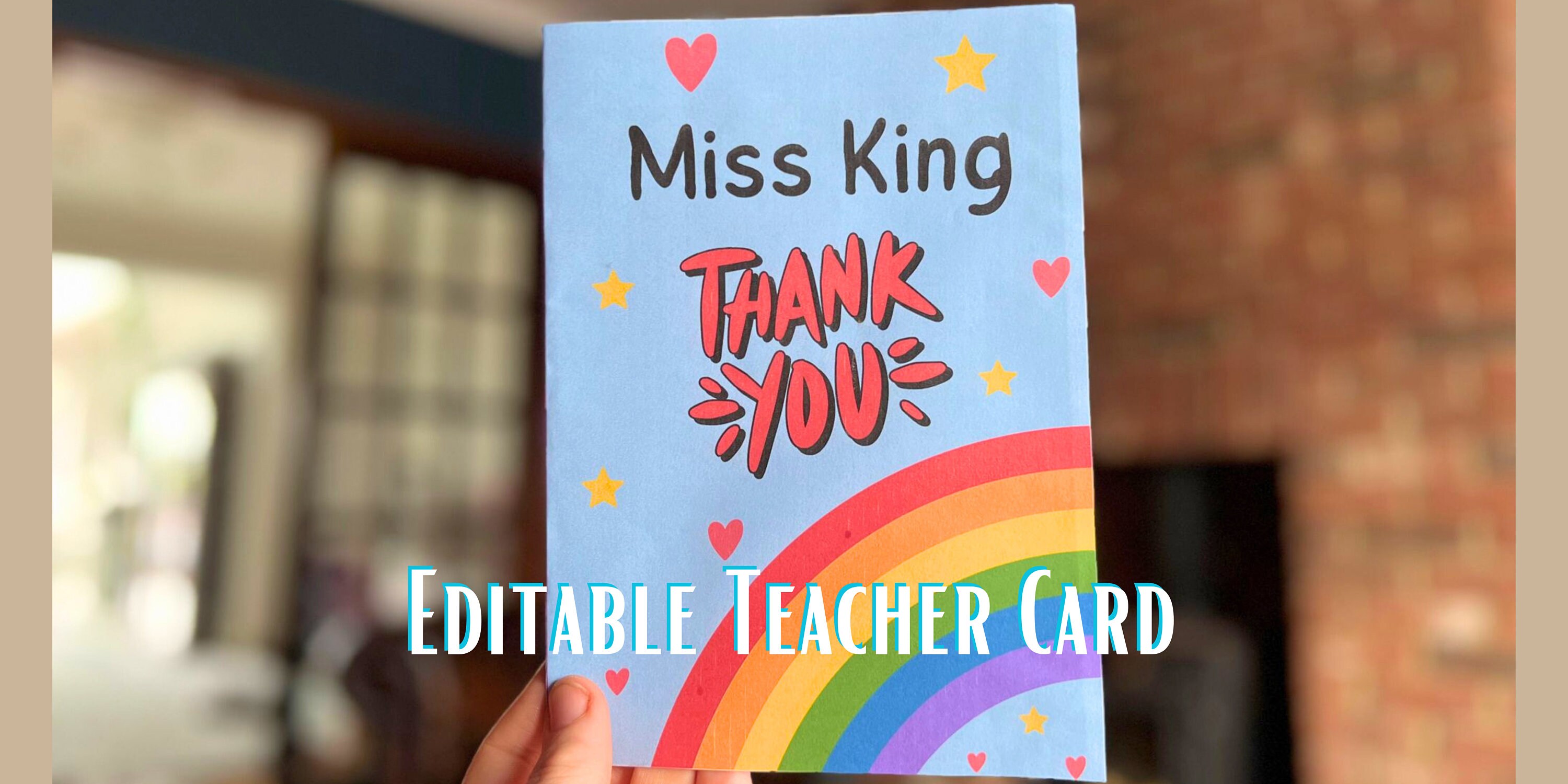 Editable Teacher Thank You Card Printable (blue) - Etsy UK