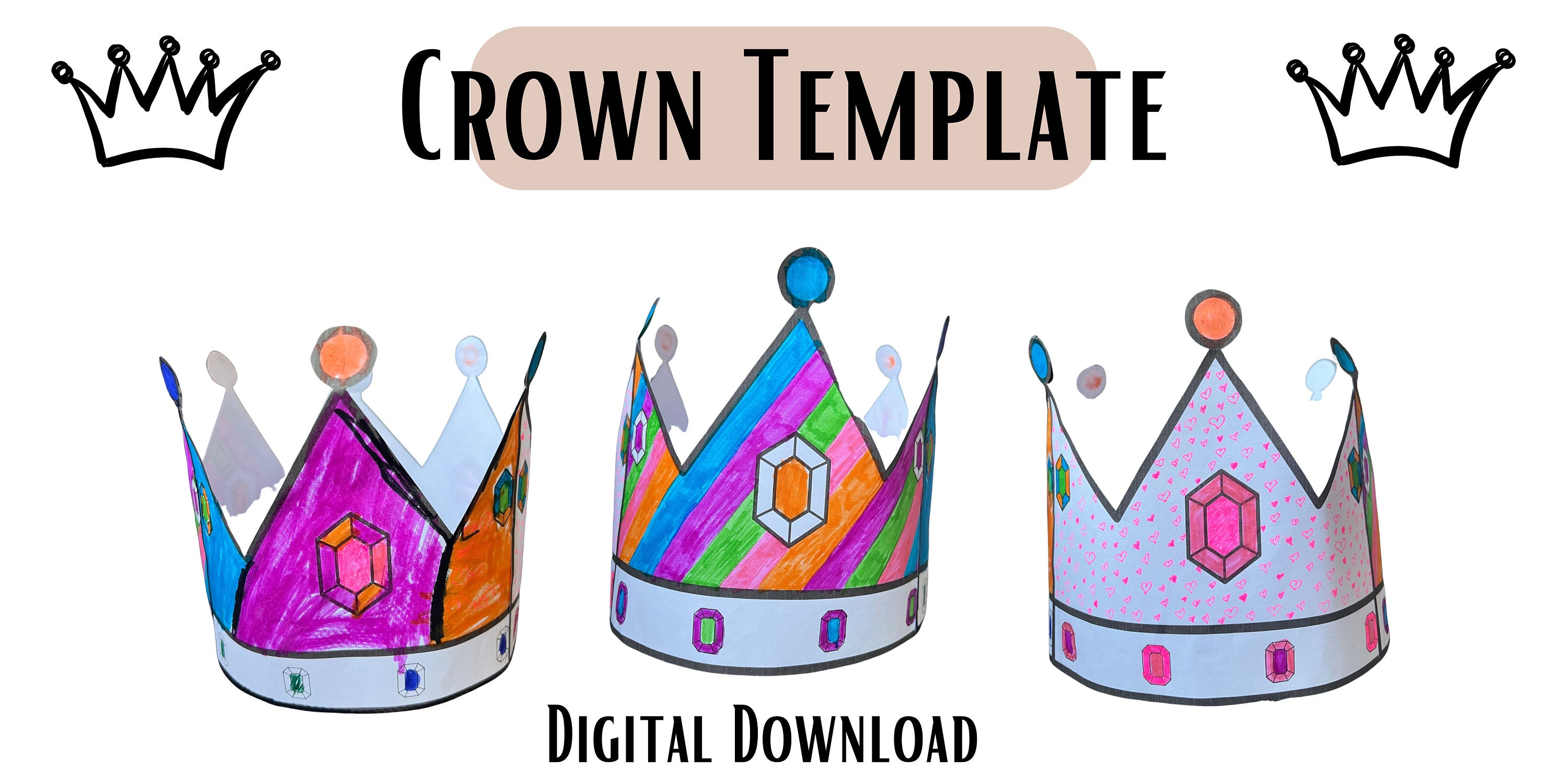 Crown Template Craft Printable - Etsy