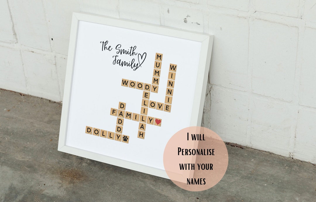 First Fathers Day Gift Family Scrabble Letters Print for Dad Grandad ...