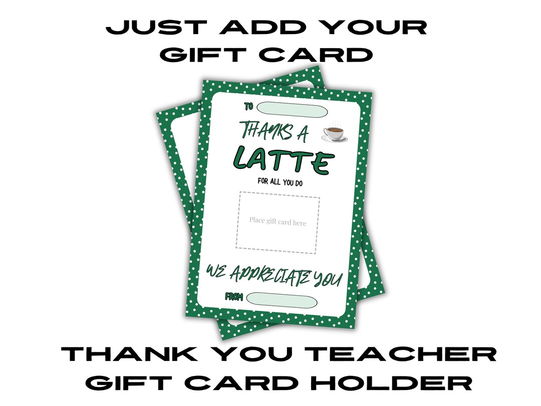 Thank You Teacher Gift Card Holder Template. Personalised Custom End of ...