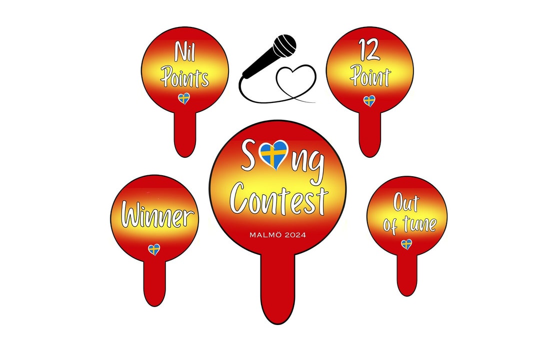 Song Contest Final Score Paddle Party Signs Games Country Flags Decor ...