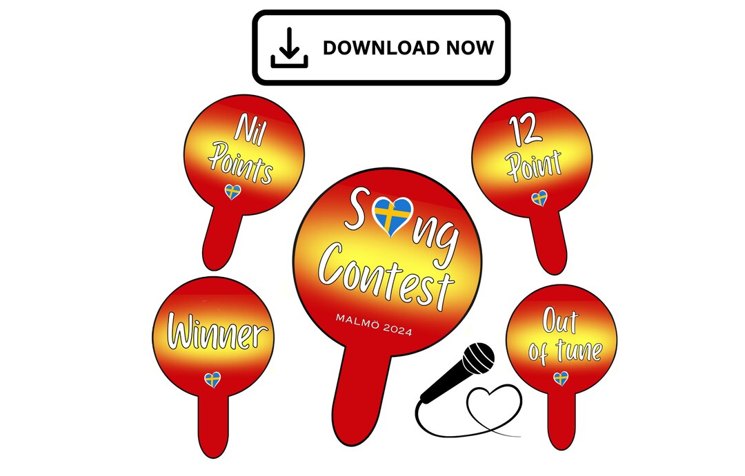 Song Contest Final Score Paddle Party Signs Games Country Flags Decor ...