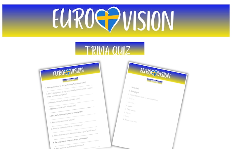 Eurovision 2024 Trivia Quiz Party Pack Bundle Song Contest Game Family ...