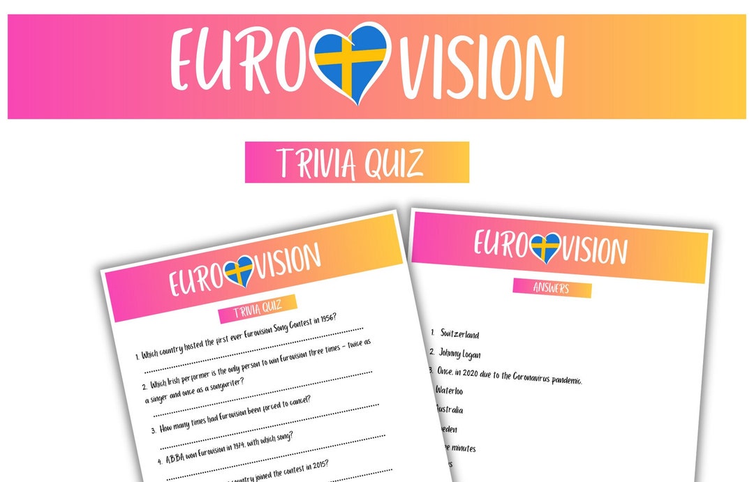 Eurovision 2024 Trivia Quiz Party Pack Bundle Song Contest Game Family ...