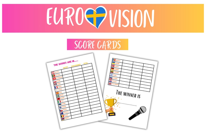 Eurovision 2025 Party Pack Bundle Song Contest Score Card Decorations ...