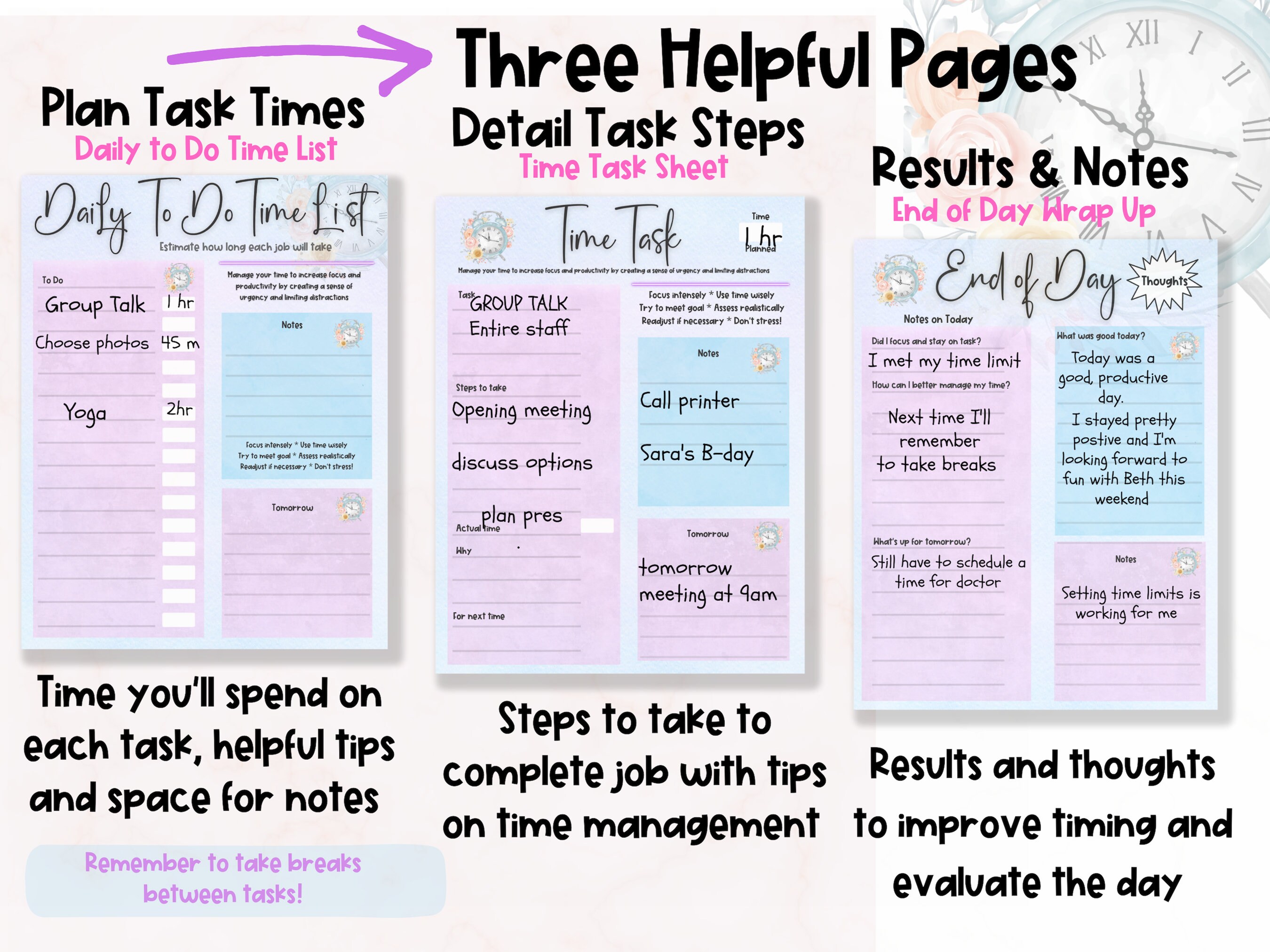 Daily to Do Time List - Etsy