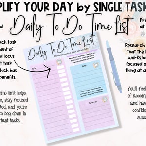 Daily to Do Time List - Etsy