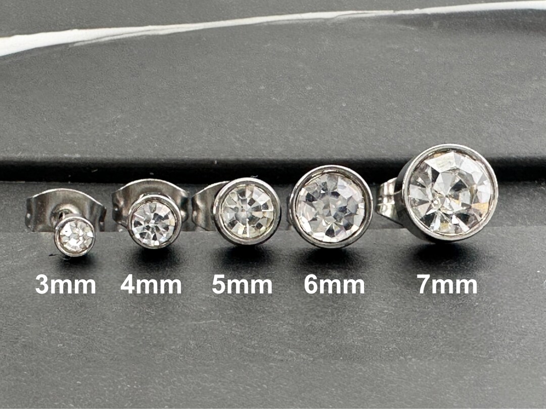 Silver Crystal Titanium Stud Earrings – Hypoallergenic, Minimalist ...