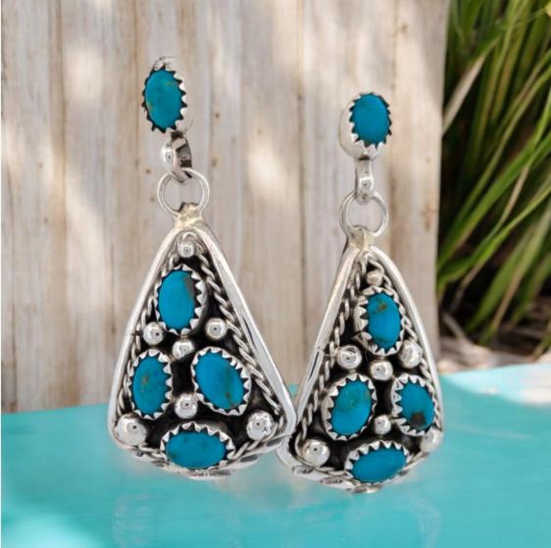 Cowgirl Run Native American Handmade Sterling Silver Earrings With Ten ...