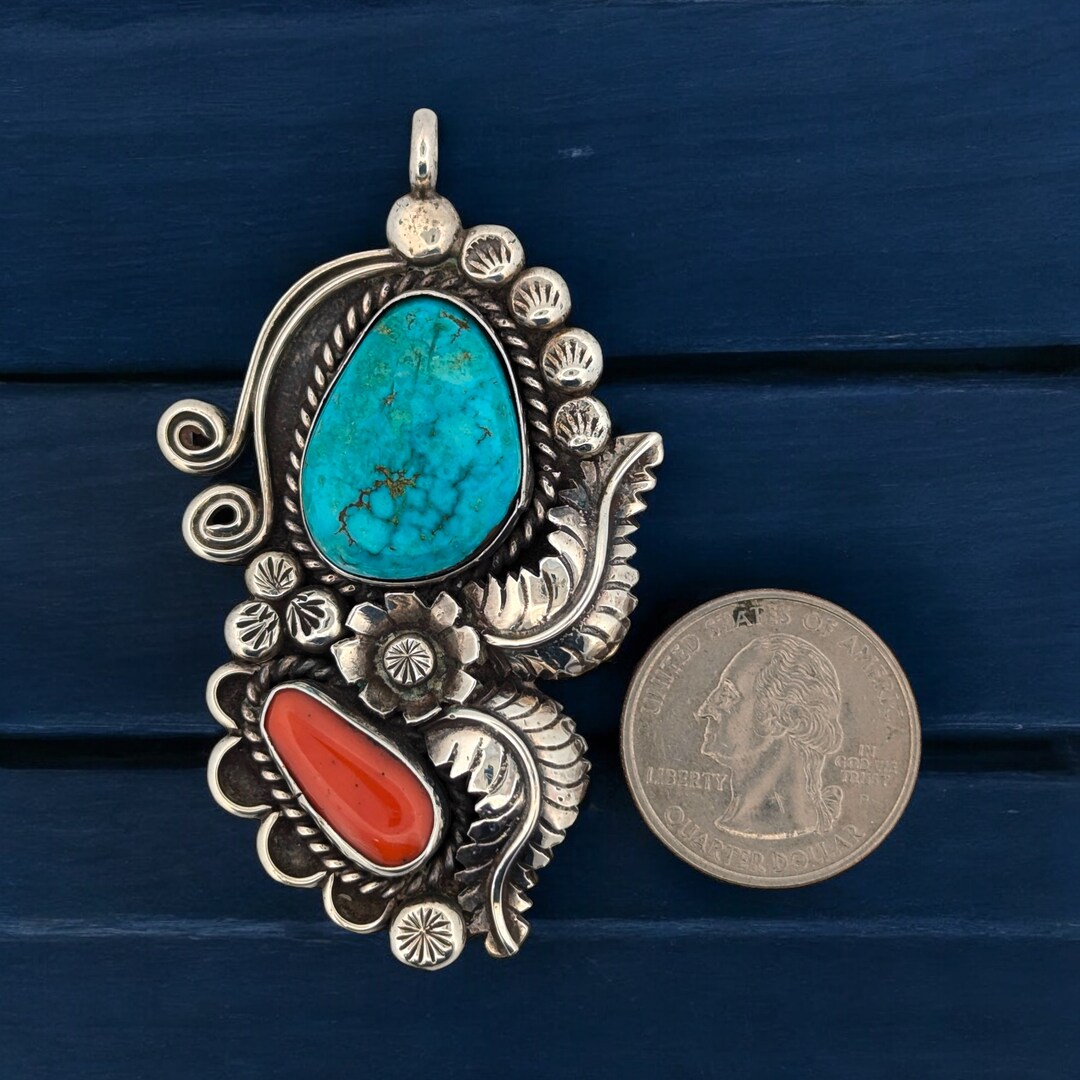 Outlaw Oasis Vintage Handmade Sterling Silver Turquoise and Coral ...
