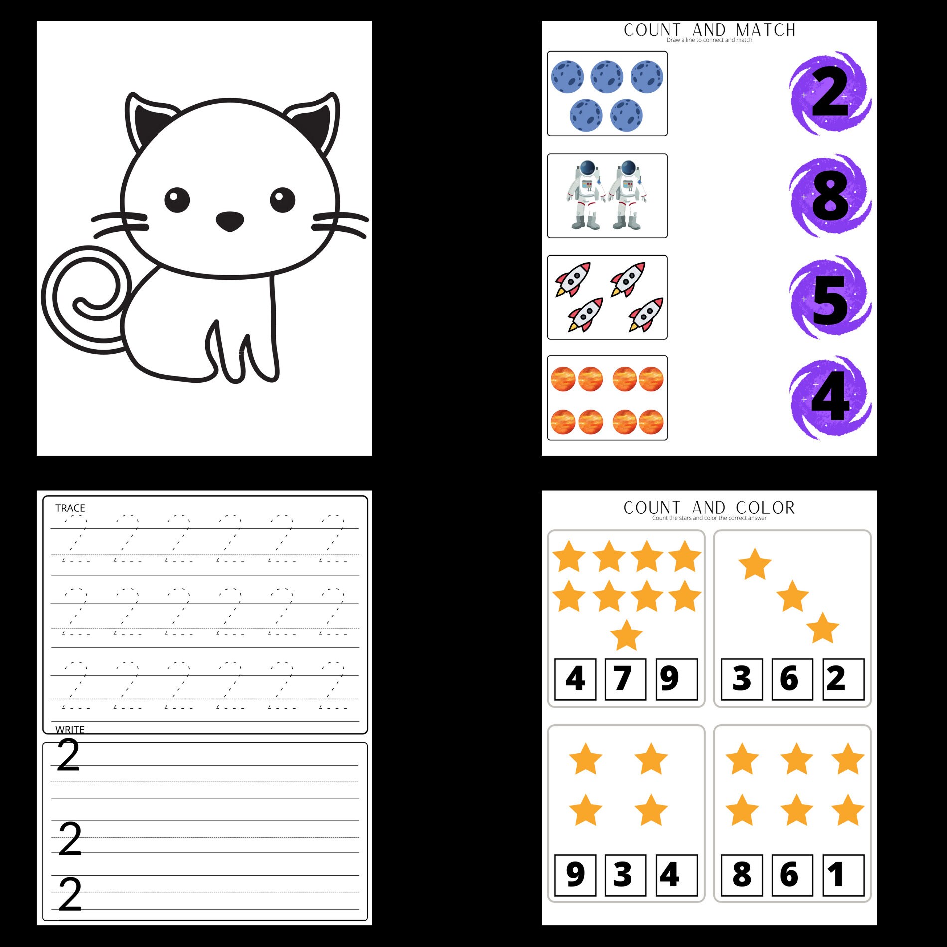 Printable Toddler Worksheet Toddler Workbook Tracing Alphabet Numbers ...