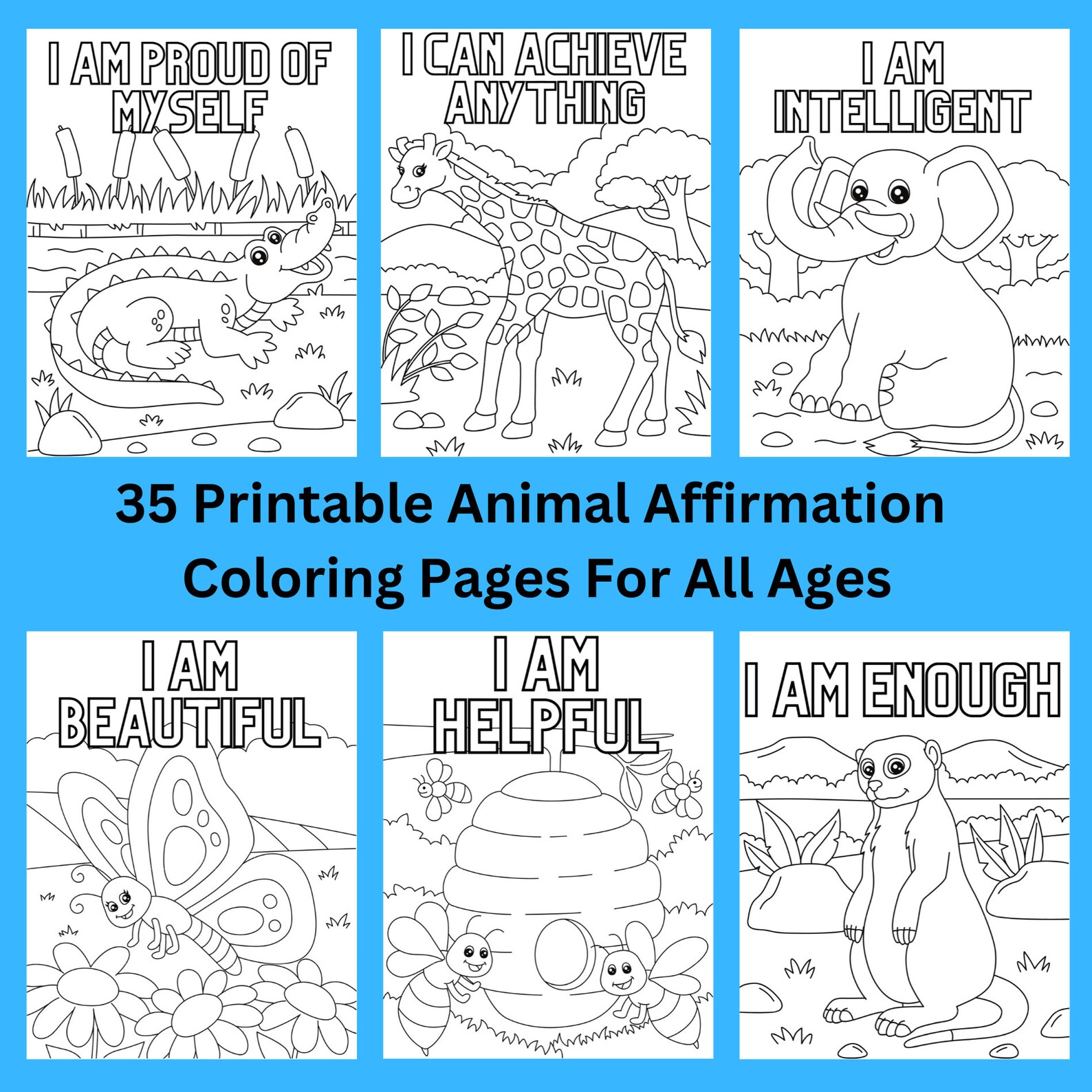 35 Affirmation Coloring Pages Printable Animal Affirmation Coloring ...