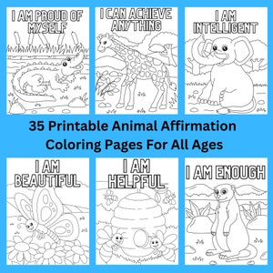 35 Affirmation Coloring Pages Printable Animal Affirmation Coloring ...