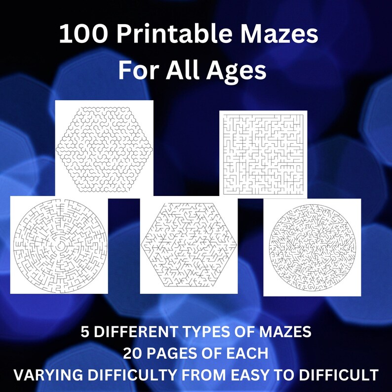 100 Maze Puzzles With 5 Different Types of Mazes Easy to - Etsy