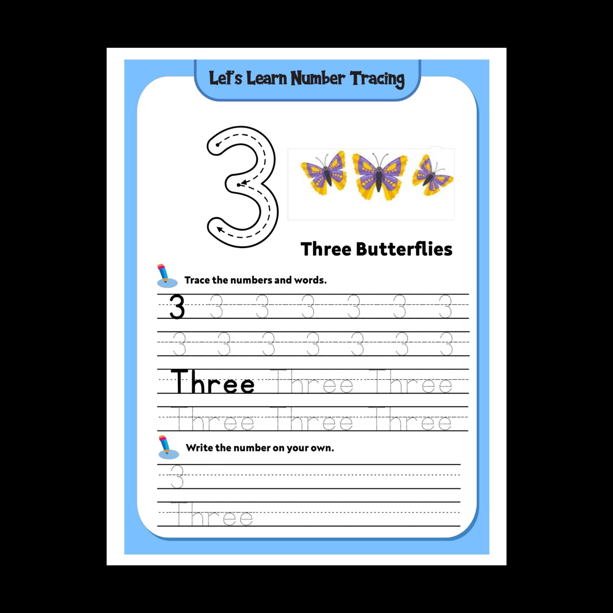 Alphabet and Number Tracing Worksheets Printable Practice Writing ...