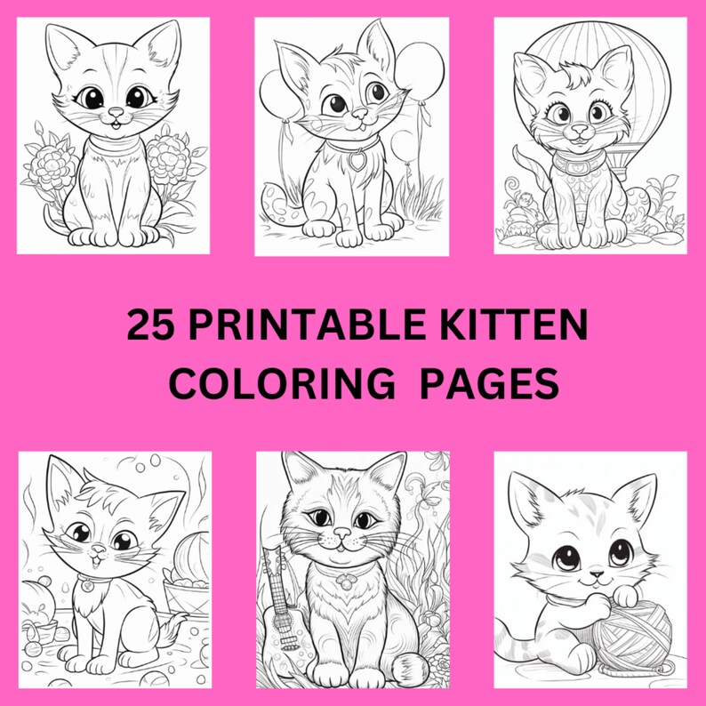 25 Printable Cat Coloring Pages Kitten Coloring Pages - Etsy