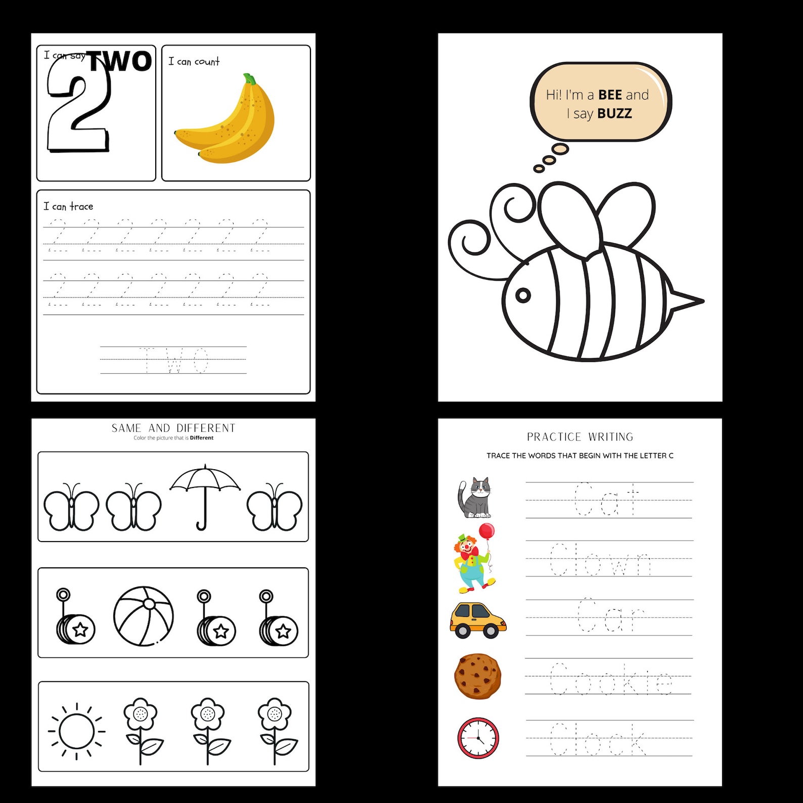 Printable Toddler Worksheet Toddler Workbook Tracing Alphabet Numbers ...