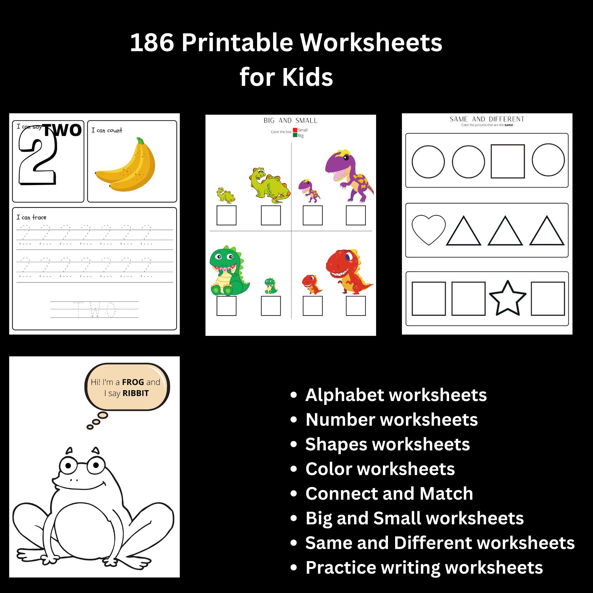 Printable Toddler Worksheet Toddler Workbook Tracing Alphabet Numbers ...