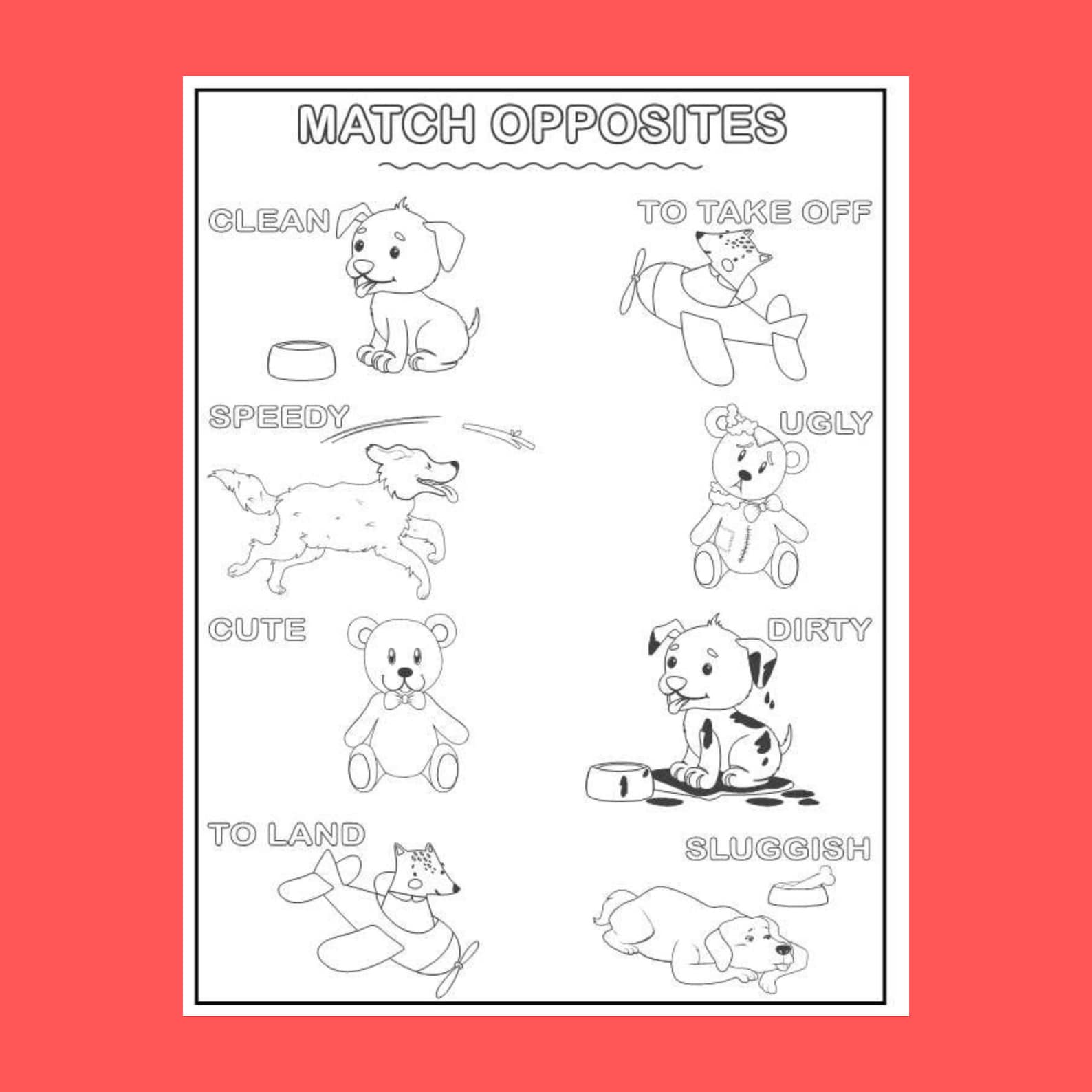 40 Printable Opposite Words Animal Coloring Pages Printable Opposite ...