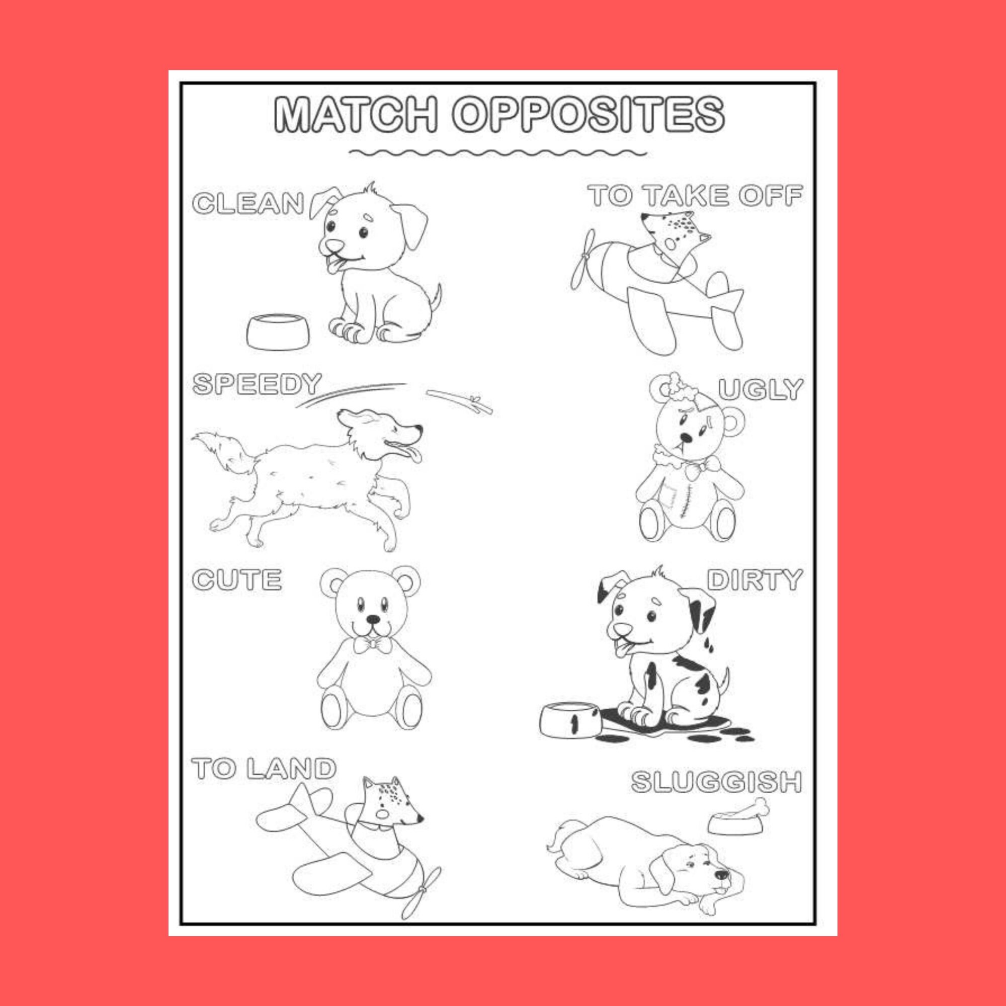 40 Printable Opposite Words Animal Coloring Pages Printable Opposite ...