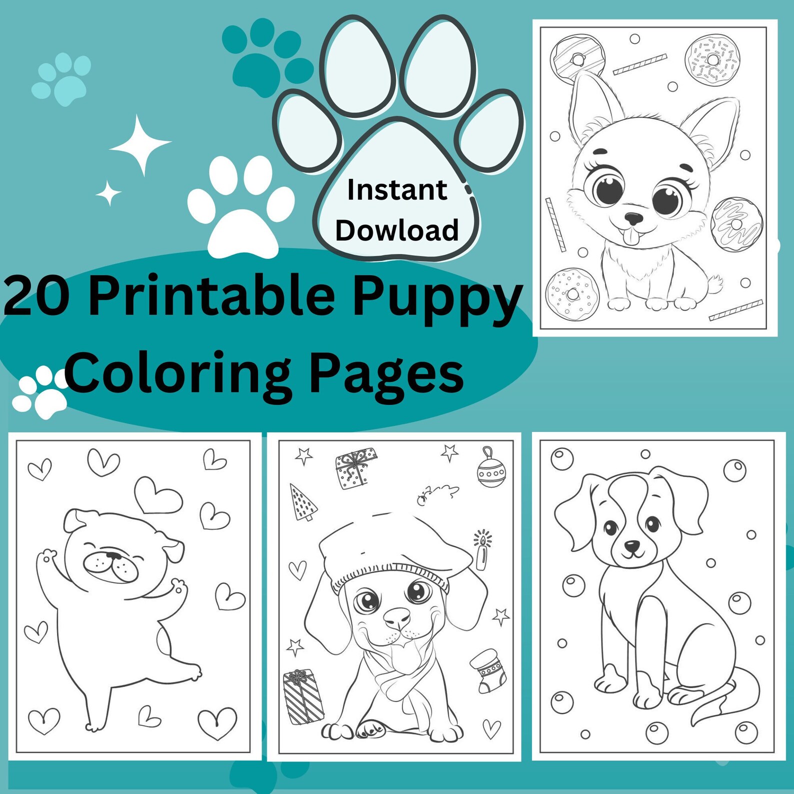 20 Printable Puppy Coloring Pages for Kids Fun and Easy Coloring Sheets ...
