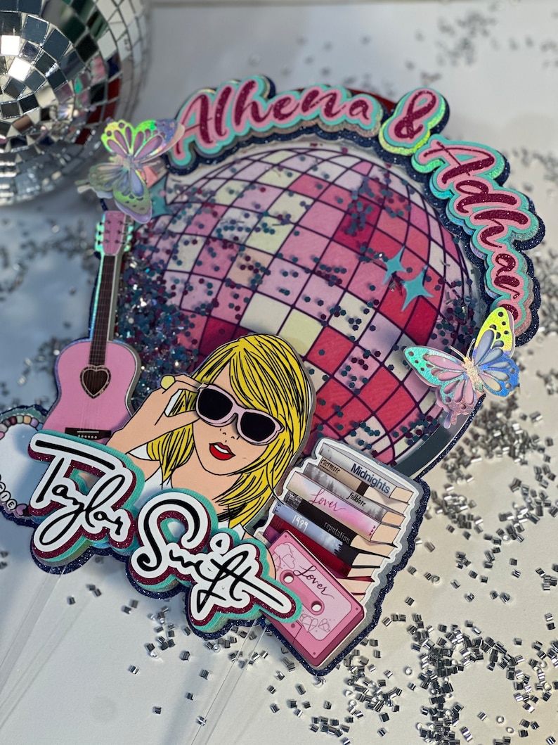 Swift Cake Topper 3D Shaker, Singer Birthday Party, Singer Party Decor ...