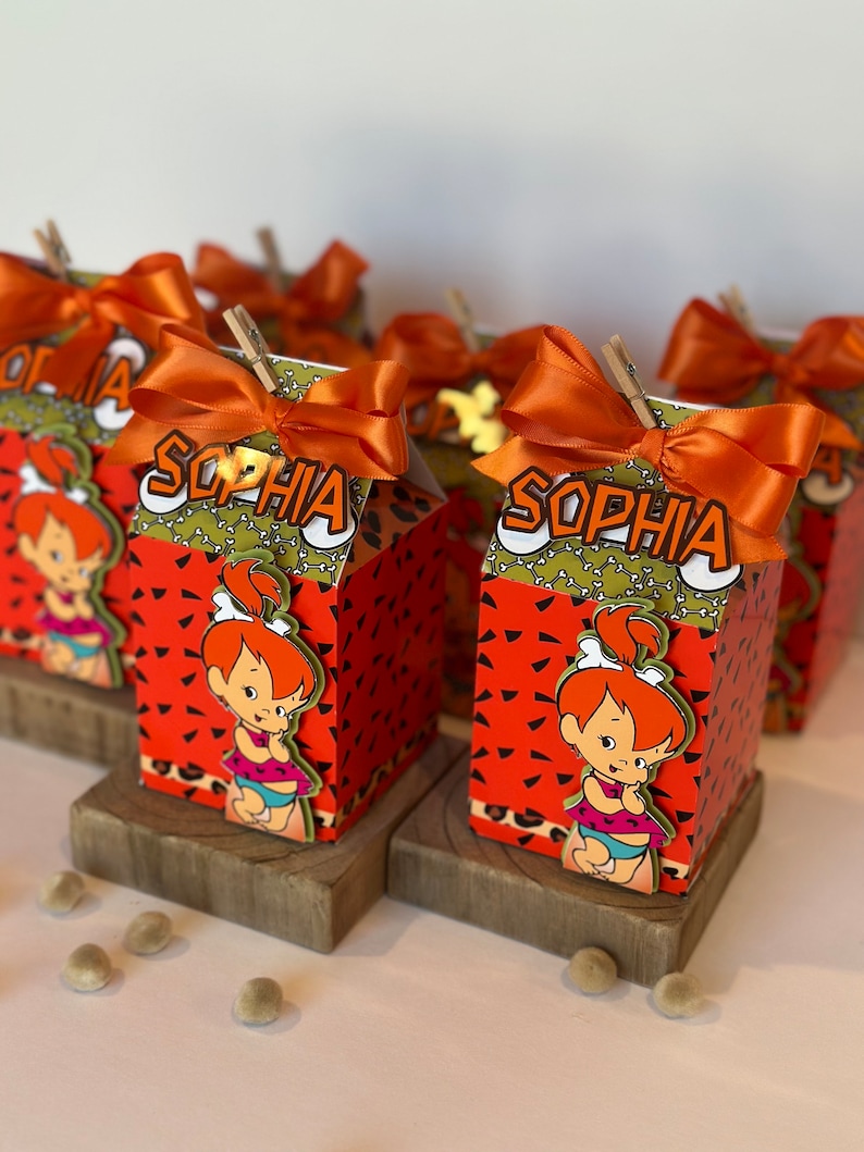 Pebbles Flintstones Favor Boxes: Birthday Party Decoration - Etsy