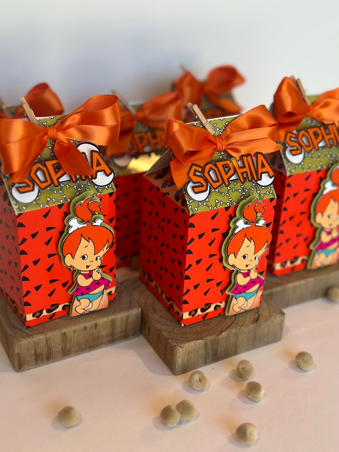 Pebbles Flintstones Favor Boxes: Birthday Party Decoration (set of 6 ...