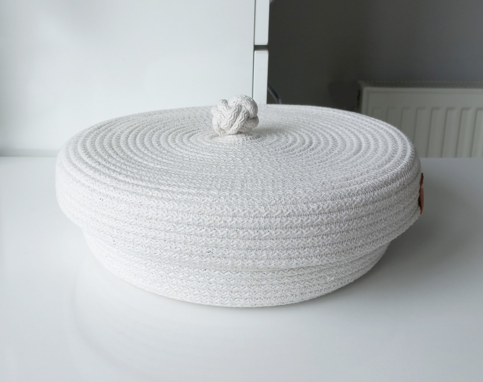 Cotton Rope Storage Basket With Lid, Rope Woven Organizer Basket With ...