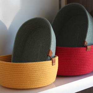 Cotton Rope Woven Basket, Handmade Storage Basket, Cotton Rope Oval ...