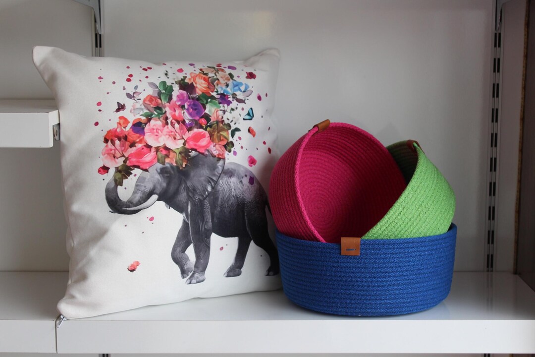 Nestable Colorful Cotton Rope Baskets, Vibrant Color Woven Organizer ...