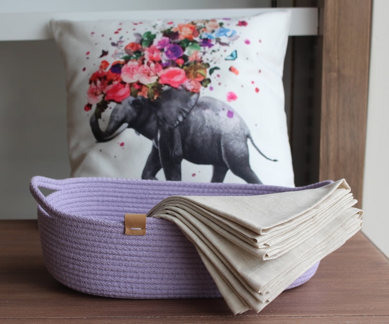 Cotton Rope Basket With Handle Organic Cotton Cord Basket - Etsy