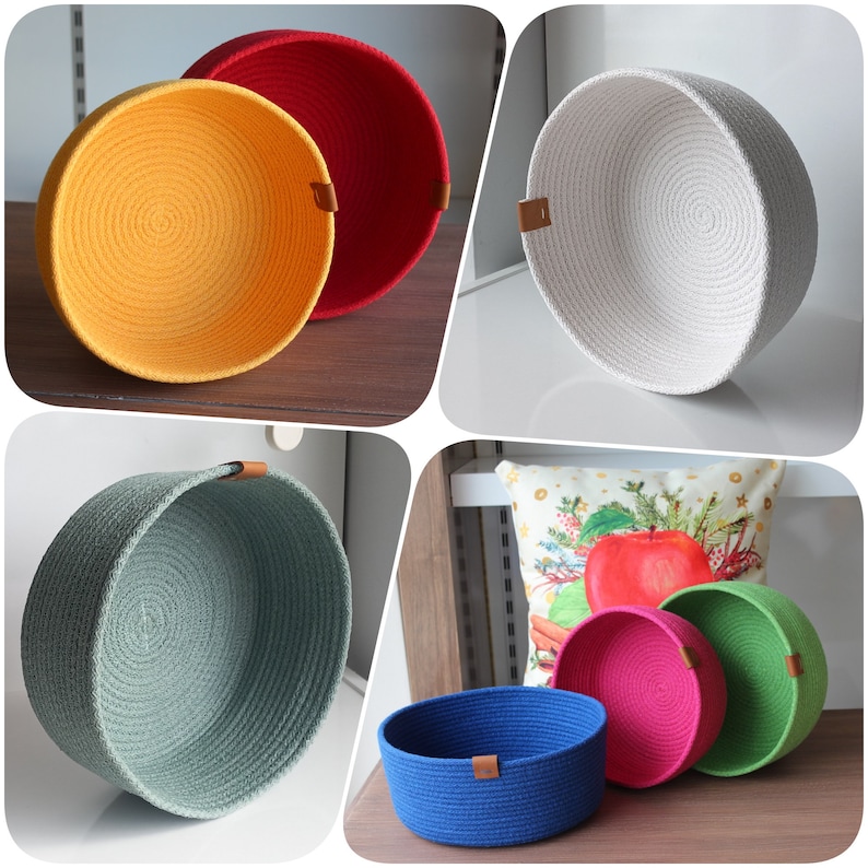 Cotton Rope Storage Basket With Lid, Rope Woven Organizer Basket With ...