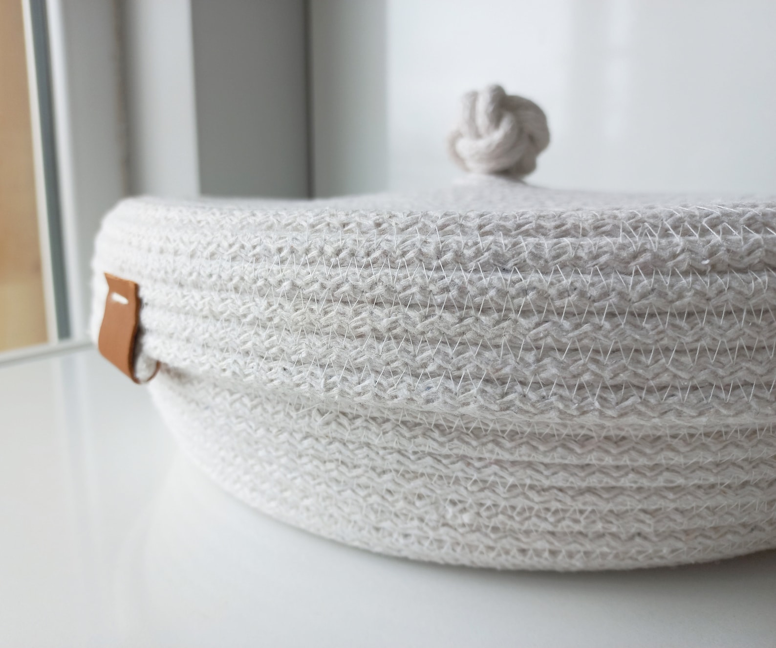 Cotton Rope Storage Basket With Lid, Rope Woven Organizer Basket With ...