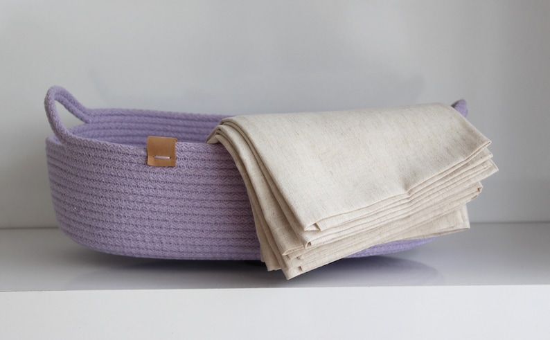 Cotton Rope Basket With Handle Organic Cotton Cord Basket - Etsy