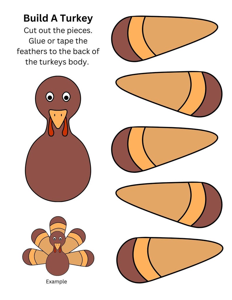Build A Turkey Craft- Printable - Etsy