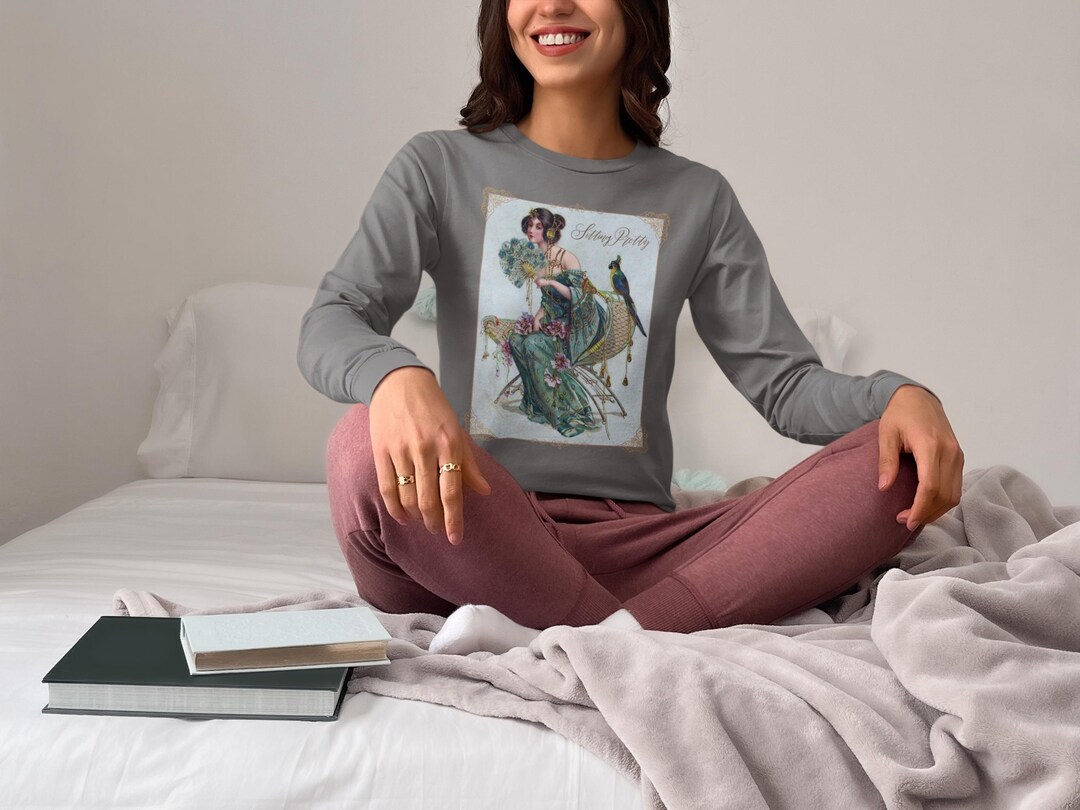 Alphonse Mucha "sitting Pretty" Vintage Art, 1890s - Unisex Jersey Long ...
