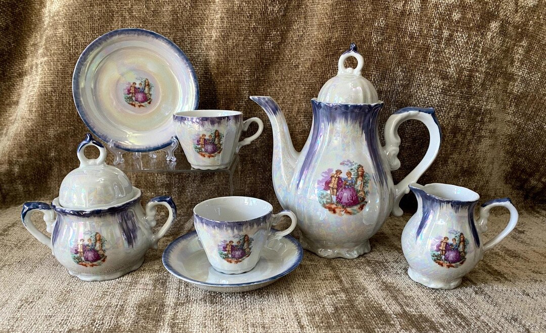 Vtg Japanese Romeo and Juliet Lusterware Tea Set C.1950's W/ Musical ...