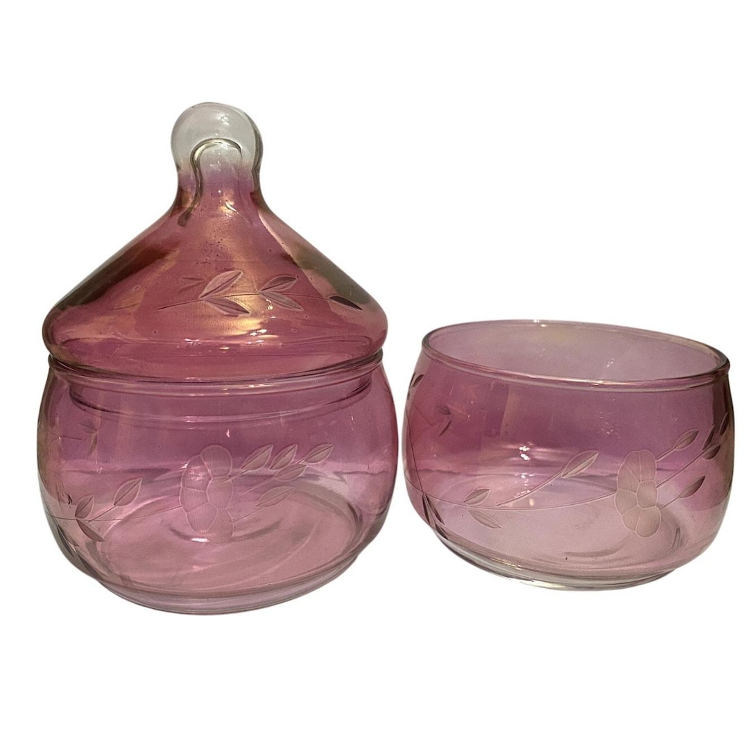 Princess House Stackable Pink Cranberry Glass Candy Dishes With Lid, 3 ...