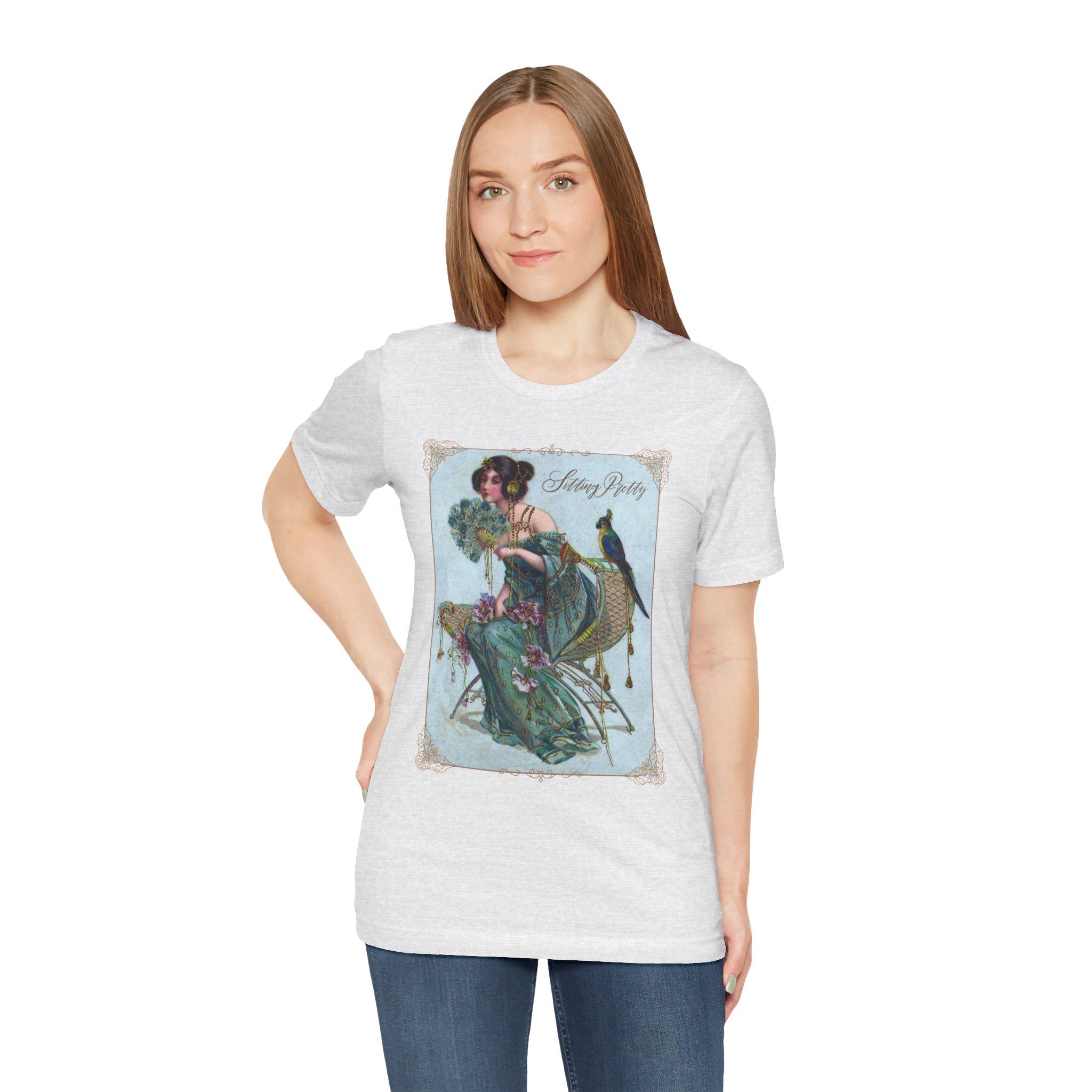Alphonse Mucha "lady With Fan Sitting Pretty" - Unisex Jersey Short ...