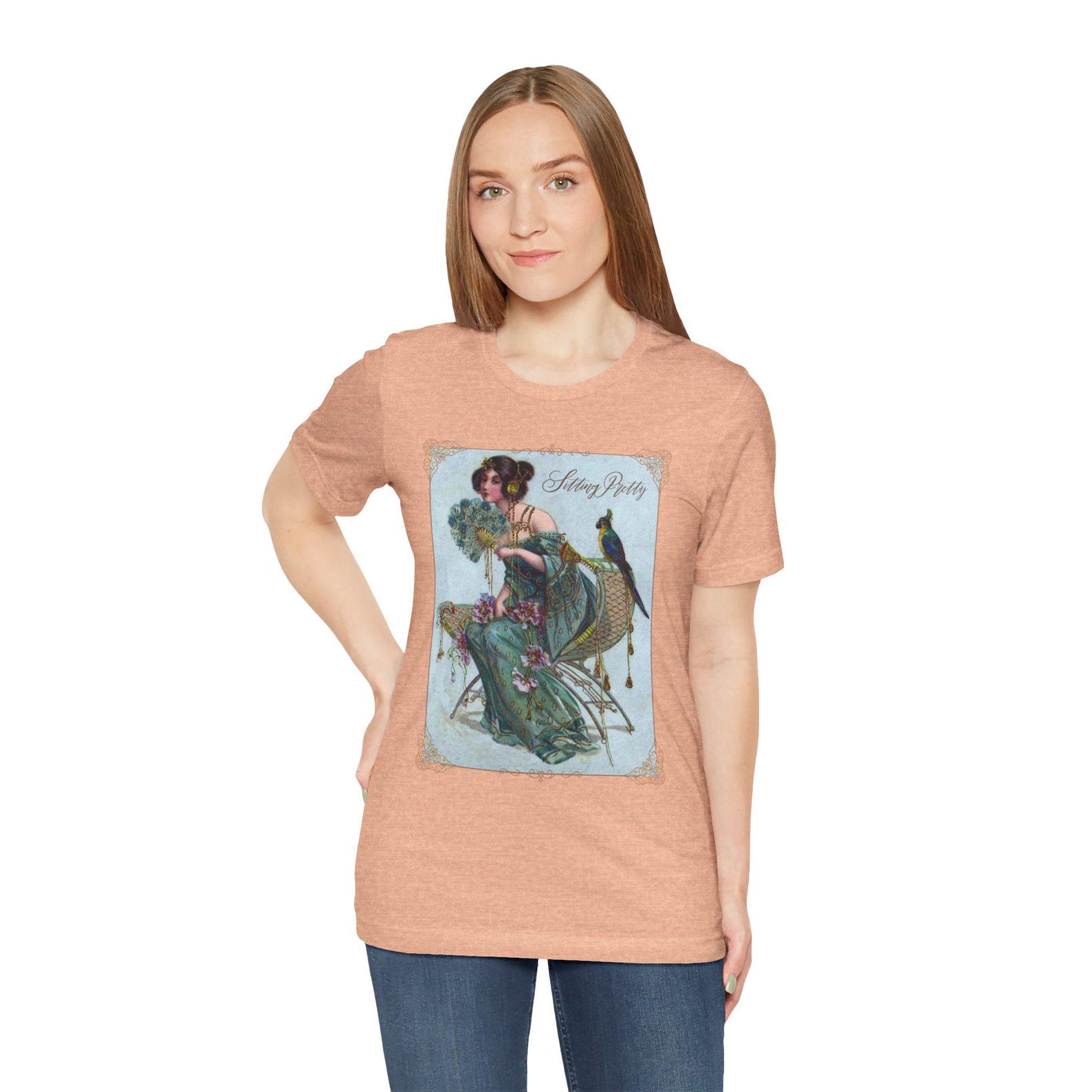 Alphonse Mucha "lady With Fan Sitting Pretty" - Unisex Jersey Short ...